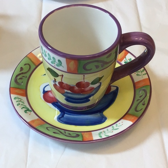 Capri | Dining | Capri Hand Painted Large Mug 8 Dessertsnack Plate Set ...
